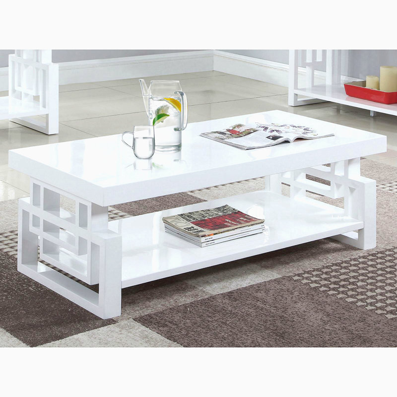 Ebern Designs High Glossy White Rectangular Coffee Table | Wayfair
